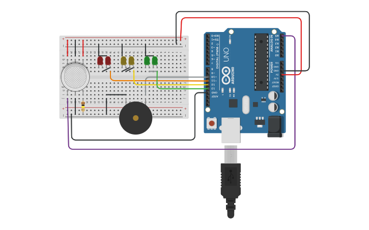 Circuit design Detector de incendios - Tinkercad