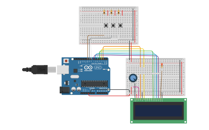 Circuit design Arduino e Display de LCD - Eletrônica Fácil - Tinkercad