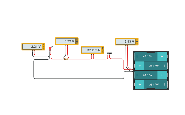 Circuit design Dasar rangkaian LED dan Pengukuran - Tinkercad
