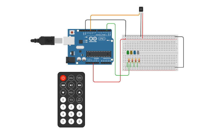 Circuit design Project Infrared untuk Remote Control (Kul 11) | Tinkercad