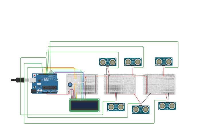 Circuit design Smart Parking sensor - Tinkercad