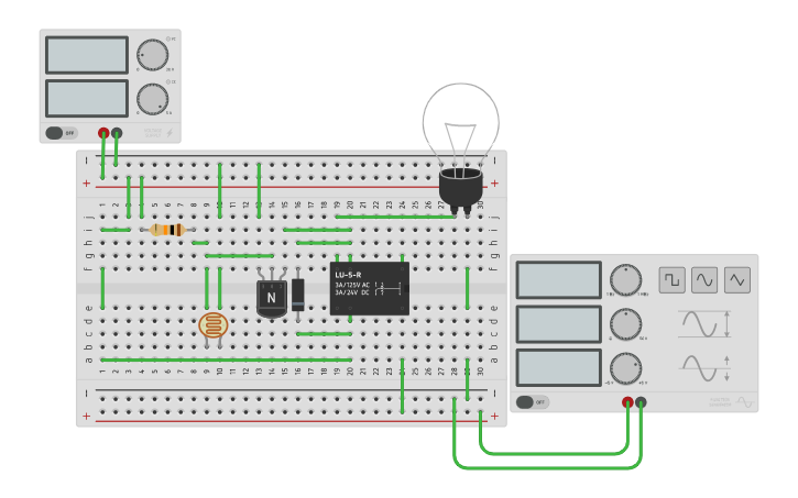 Circuit design Desafío 3 - Lámpara Controlada por Fotodiodo - Tinkercad