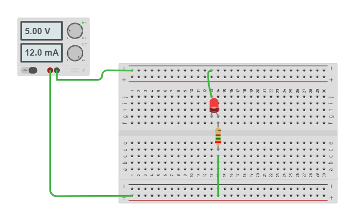 Circuit design 5V LED resistor selection - Tinkercad