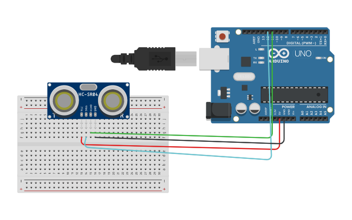 Circuit Design Sensor Ultrasonico Hc Sr04 Tinkercad