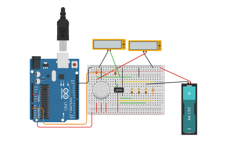 Circuit design Copy of Gas-sensor - Tinkercad