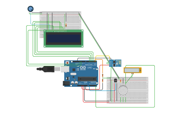 Circuit design MiniProj_MQ2 | Tinkercad