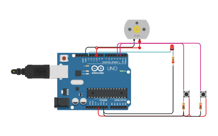Circuit design sw ควบคุม motor | Tinkercad
