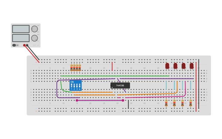Circuit design GRAY TO BINARY CODE CONVERTER - Tinkercad