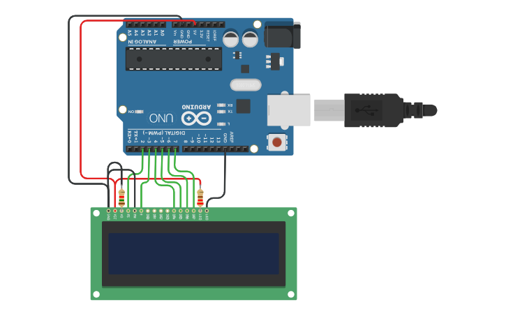 Circuit design LCD-16x2 | Tinkercad