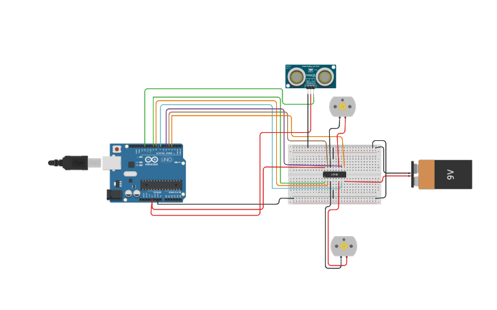 Circuit design Obstacle Avoidance Robot | Tinkercad
