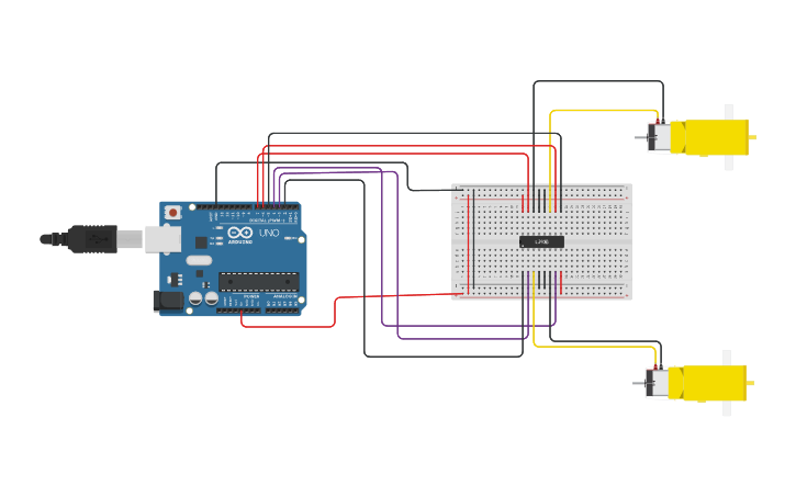 Circuit design practica 2 motores - Tinkercad