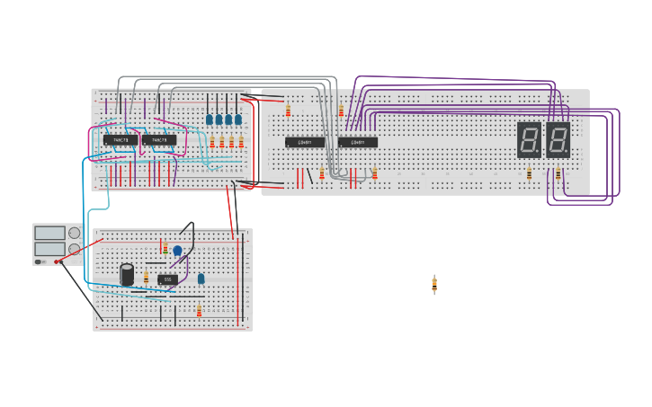Circuit design Copy of Contador asincrono de 4 bits - Tinkercad Circuit design Copy of Contador asincrono de 4 bits - Tinkercad