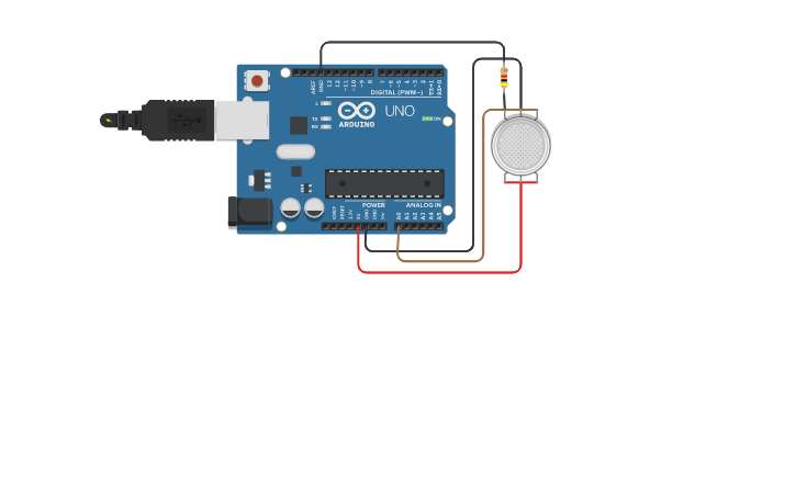 Circuit Design Gas Sensor With Arduino Tinkercad