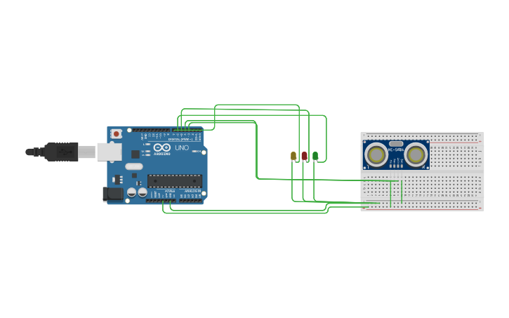 Circuit design Ultrasonic Sensor Code - Tinkercad