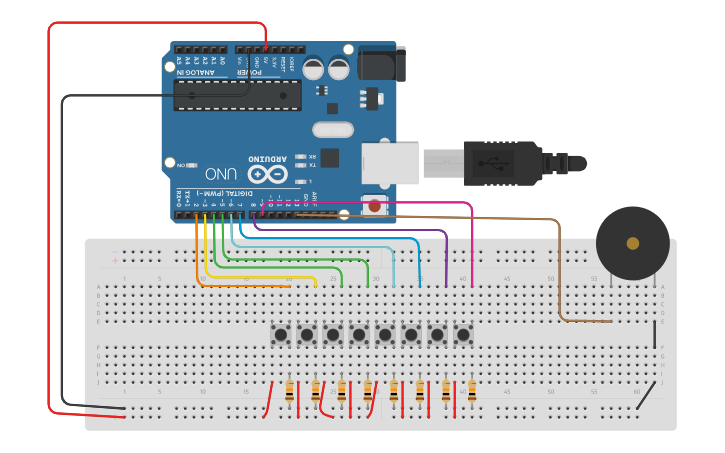Circuit Design Copy Of Arduino Piano Tinkercad