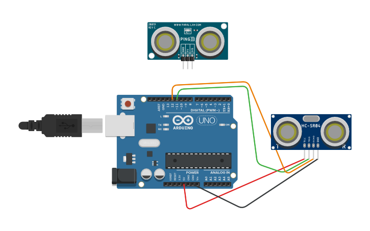 Circuit design Mission_EGR30: Ping Sensor - 4 pin | Tinkercad