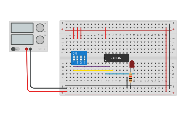 Circuit design NOT GATE USING NOR GATE - Tinkercad Circuit design NOT GATE USING NOR GATE - Tinkercad