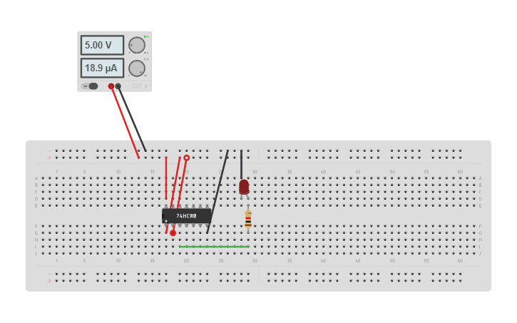 Circuit design IC 74HC00 - Tinkercad
