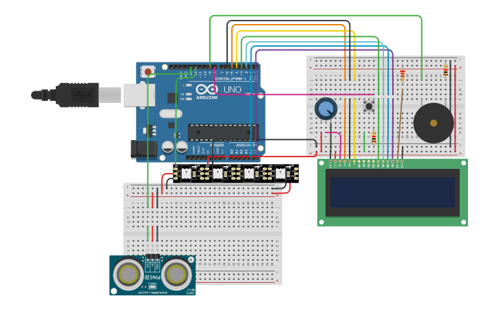 Circuit design Car proximity sensor | Tinkercad