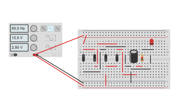 Circuit design Rectifier - Tinkercad