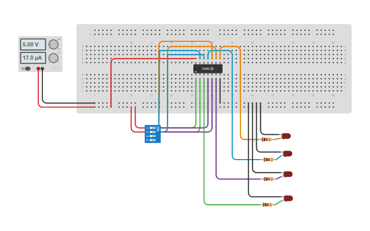 Circuit design OR Gate - 7432 IC | Tinkercad