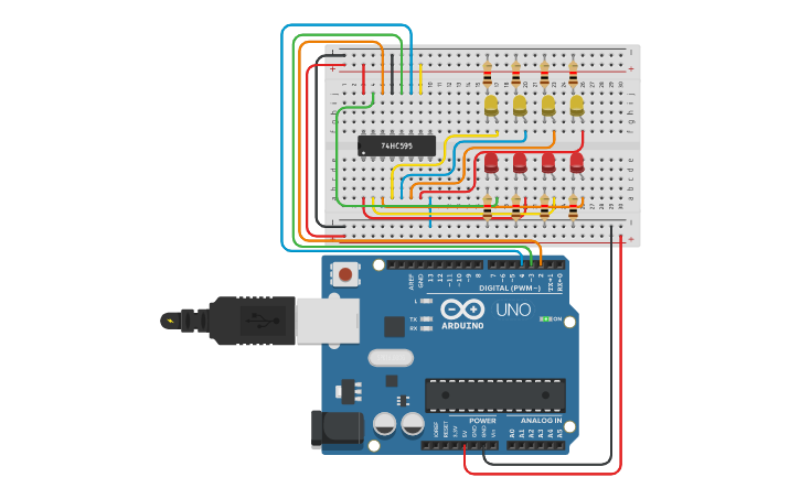 Circuit design Shift Resistor | Tinkercad