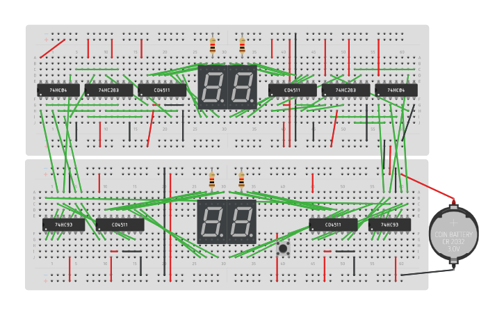 Circuit design CIRCUITO SEM ARDUINO - CONTADOR - Tinkercad
