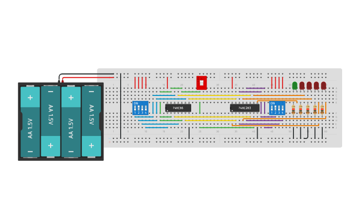 Circuit design 4 bit adder subtracter -1 - Tinkercad