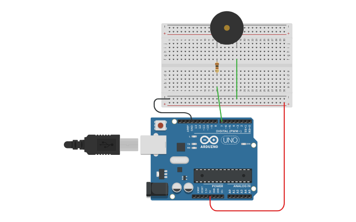 Circuit design Play a song with buzzer (piezo) - Tinkercad