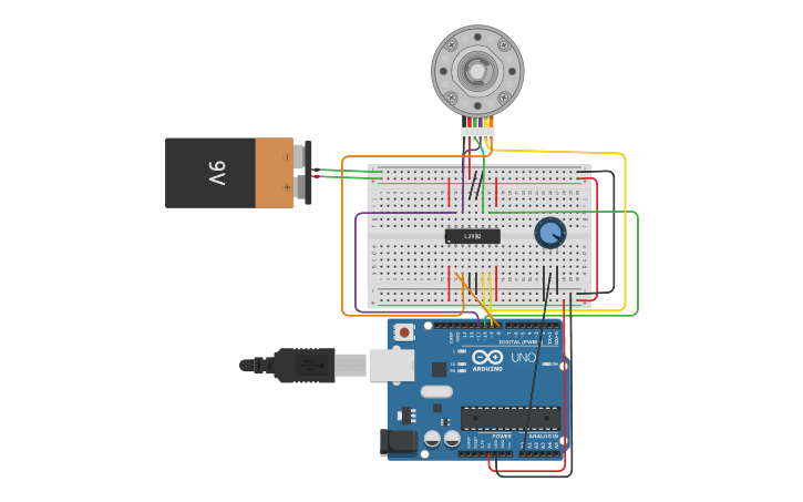 Circuit design stepper motor - Tinkercad