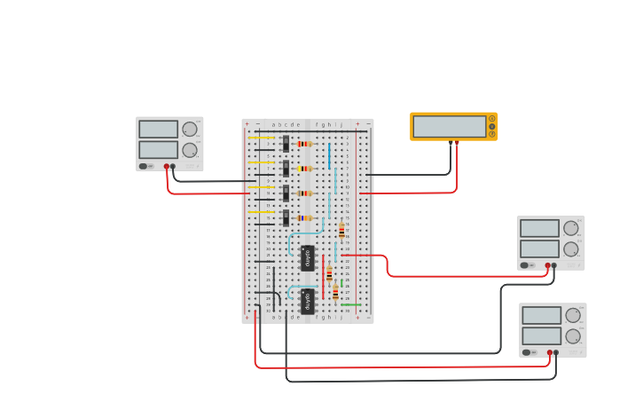 Circuit design 4 bit - DAC - Tinkercad