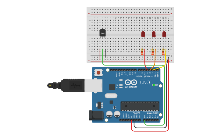 Circuit design Temperature Sensor (Analog Input) - Tinkercad Circuit design Temperature Sensor (Analog Input) - Tinkercad