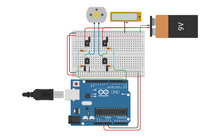 Circuit design H-Bridge-Basic-Circuit - Tinkercad
