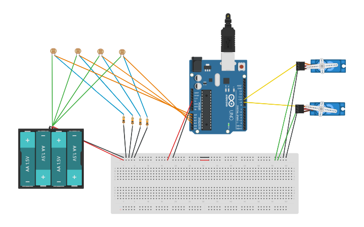 Circuit design sun tracking solar panel - Mini project | Tinkercad
