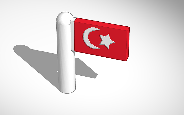 3D design Turkish Flag(Türk Bayrağı) - Tinkercad