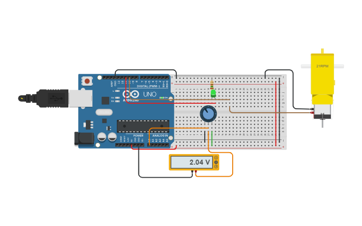 Circuit design Card 2 - Saídas PWM - Tinkercad