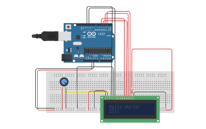 Circuit design LCD Ekrana Yazı Yazdırma - Tinkercad