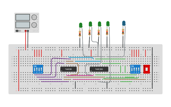 Circuit design Adder SJ - Tinkercad