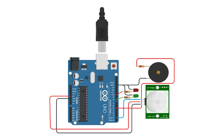 Circuit design Motion Sensor | Tinkercad