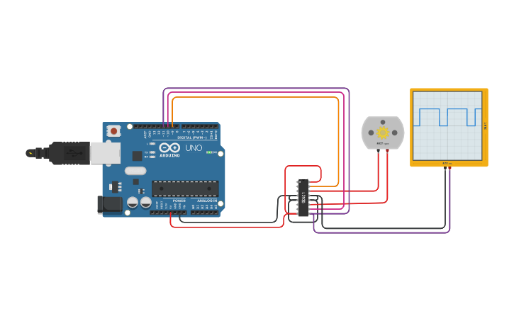 Circuit design Motor DC Robotika Praktik - Tinkercad