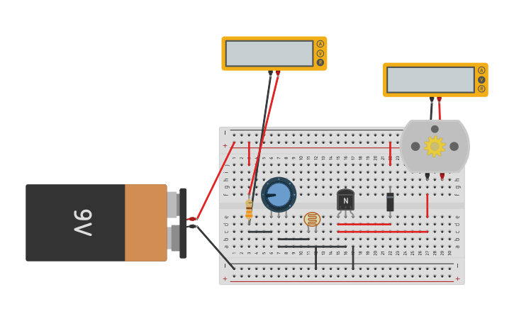 Circuit design Transistor BJT - Tinkercad Circuit design Transistor BJT - Tinkercad