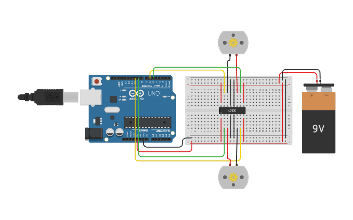 Circuit design L293D - Tinkercad