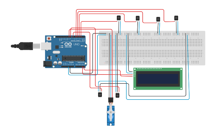 Circuit design Smart Car parking System - Tinkercad