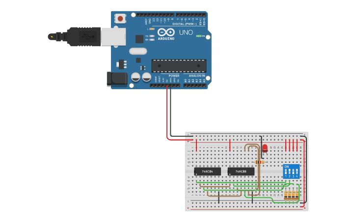 Circuit design SOP Logic Gate Passcode - Tinkercad