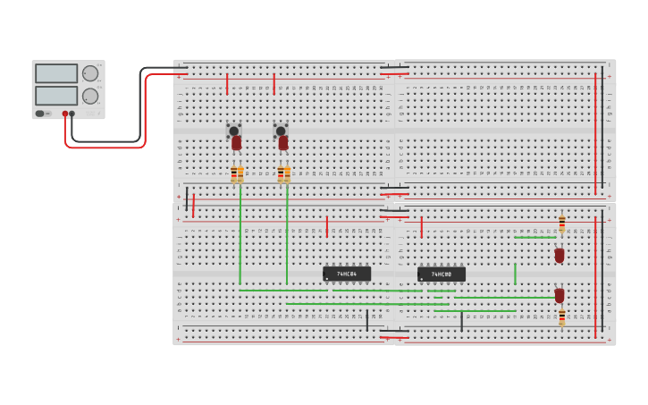 Circuit design Atividade 1 Flip-Flop RS | Tinkercad