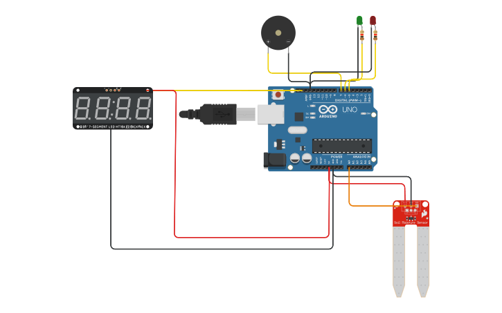 Circuit design IOT Based Soil Moisture Monitoring - Tinkercad