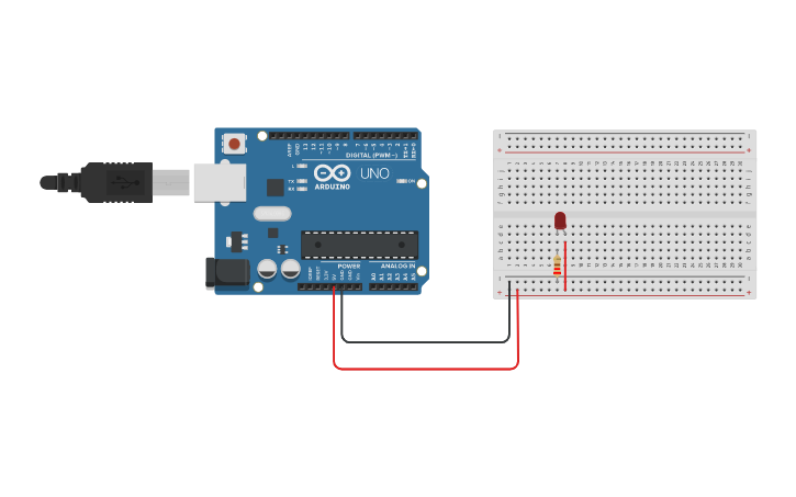 Circuit design Litar 1 LED - Tinkercad
