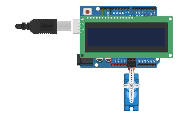 Circuit design SERVO MOTOR/LCD - Tinkercad