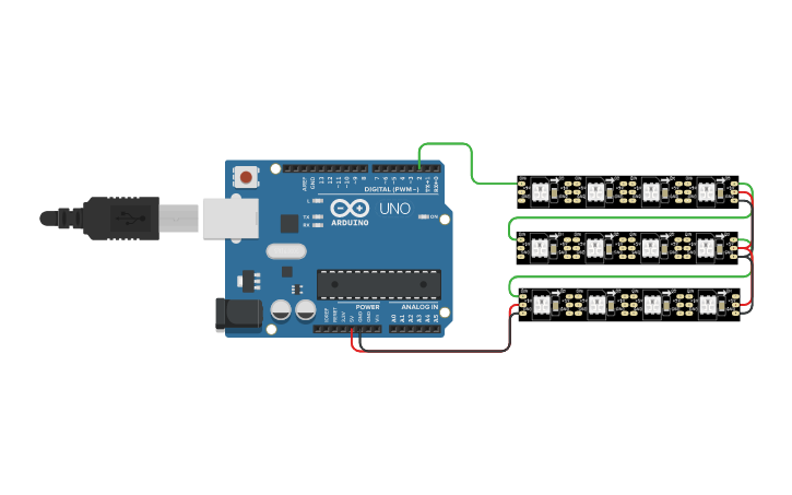 Circuit design LED Strip - Skenario 1 - 1918063 | Tinkercad