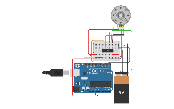 Circuit design Motor a pasos - Tinkercad